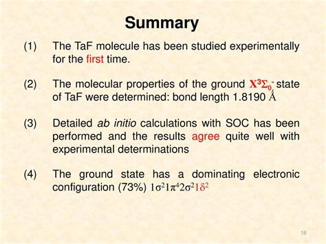 Laser Spectroscopy And Ab Initio Calculations On Taf Ppt Download