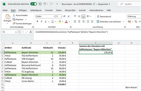 Excel SUMMEWENS Anleitung Beispiele Fehler und Problemlösung