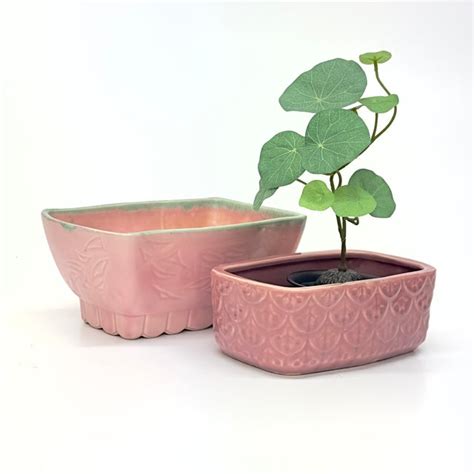 Vintage Rectangular Raspberry Pink Planter Curation Group Of 2 Chairish
