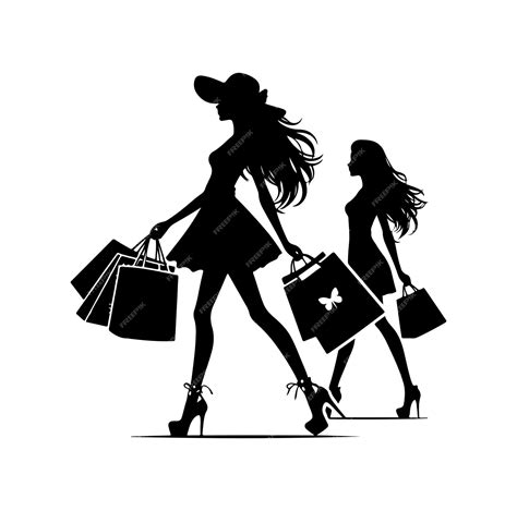 Premium Vector Shopping Girl Silhouette Vector Illustration