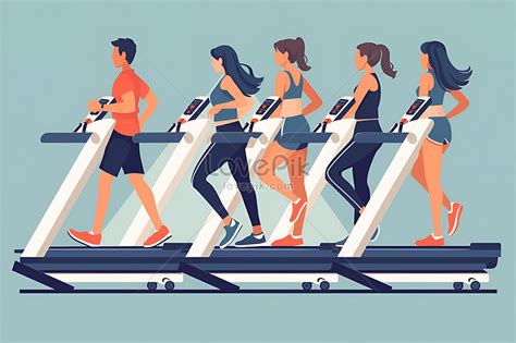 러닝머신 위의 남자 일러스트 무료 다운로드 Lovepik