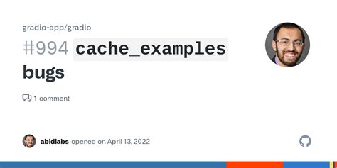 Cache Examples Bugs Issue Gradio App Gradio GitHub