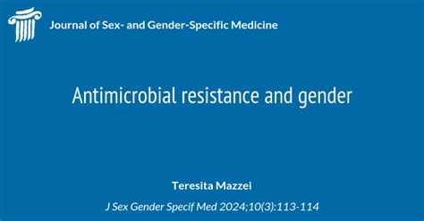 Antimicrobial Resistance And Gender Journal Of Sex And Gender