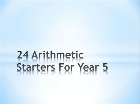 Arithmetic Starters For Year 5 Teaching Resources