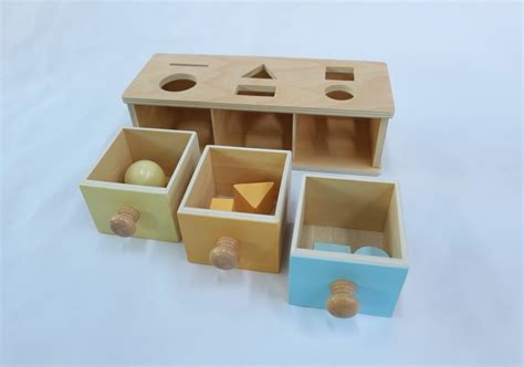 Three Drawer Input Box Natural Play Montessori