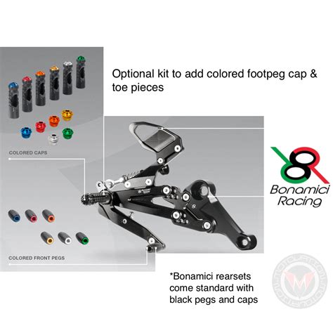Colored Footpeg And Toe Peg Caps By Bonamici Racing Rc03