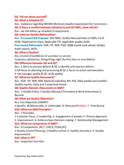 Qaqc Civil Interview Qanda Pdf Concrete Road Surface