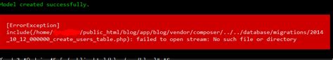 Php Migration Creation Error In Laravel Stack Overflow
