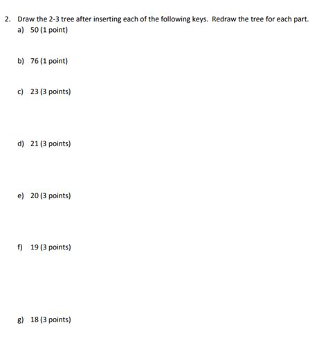 solved draw the 2 3 tree after inserting each of the