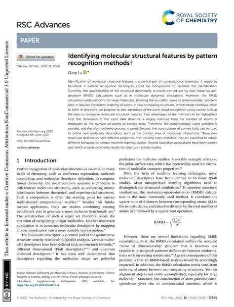 Pdf Identifying Molecular Structural Features By Pattern Recognition