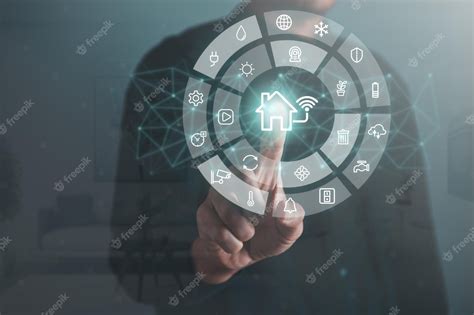 Premium Photo Man Touching Smart Home Interface Smart Home Automation