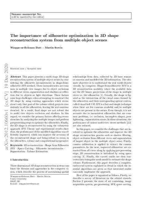 Pdf The Importance Of Silhouette Optimization In 3d Shape Reconstruction System From Multiple