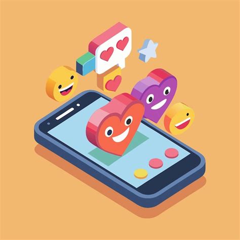 Virtual Communication Isometric Flowchart With Dating Love Heart Email Sms Chat Electronic