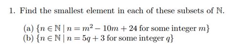 Solved Find The Smallest Element In Each Of These Subsets Chegg