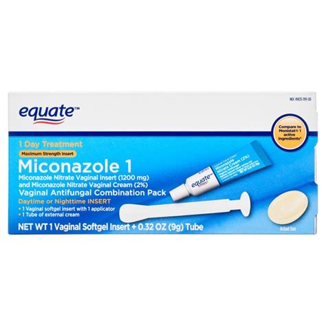 Equate Miconazole 1 Day Miconazole Nitrate Vaginal Insert And Cream