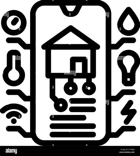 Smart Home Automation Industry 4 Line Icon Vector Illustration Stock