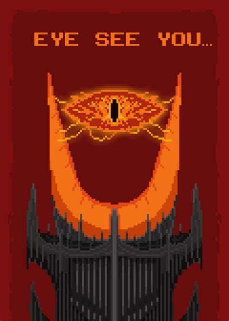 5 X 7 Eye Of Sauron Pixel Art Print Etsy
