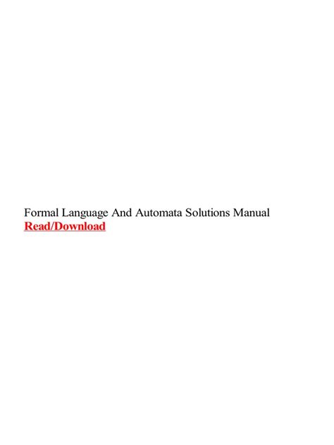 Formal Language And Automata Solutions Manual Download Free Pdf Automata Theory Regular