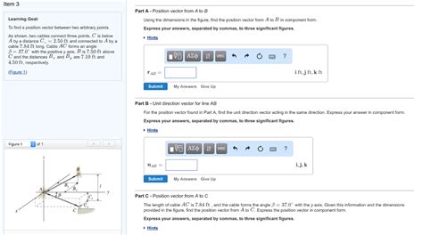 solved item 3 part a position vector from a to b learning