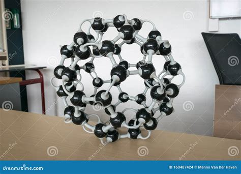 Three Dimensional Model Of A Carbon Molecule C60 Also Known As Fullerene Or Buckminsterfullerene