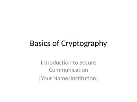 Basics Of Cryptography Presentations Ppt Ppt