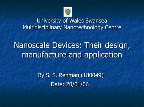Nanoscale Devices Presentation Ppt