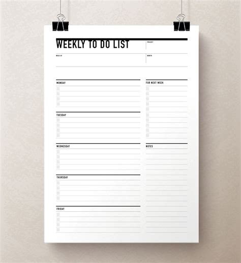 Printable Weekly To Do List And Planner Rumble Design Store