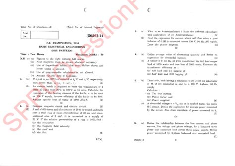 Be First Year Fe Engineering Semester 2 2016 November Basic Electrical Engineering Pattern 2015