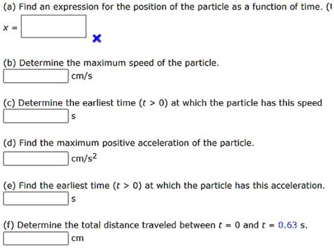 SOLVED Find An Expression For The Position Of The Particle As A Function Of Time Determine The