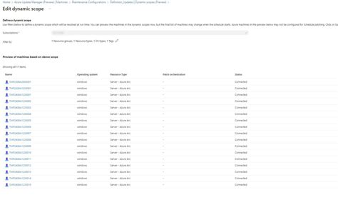 azure update manager dynamic scope not adding the machines