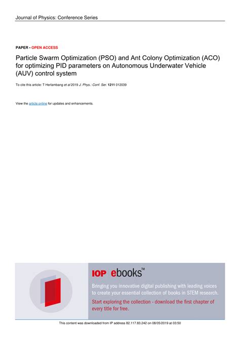 Pdf Particle Swarm Optimization Pso And Ant Colony Optimization Aco For Optimizing Pid