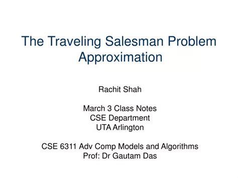 Ppt The Traveling Salesman Problem Approximation Powerpoint Presentation Id