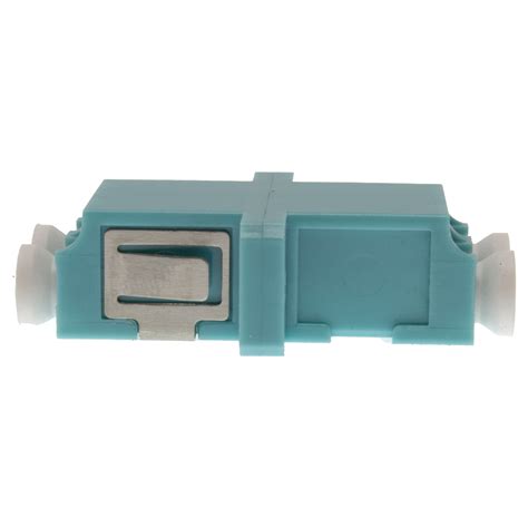 Adapter LC To LC Duplex Multi Mode Plastic Body With Flange GIG OM OM Aqua Blue SC Foot