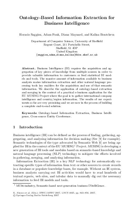 Pdf Ontology Based Information Extraction For Business Intelligence