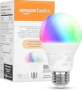 Amazon Com Amazon Basics Smart A LED Light Bulb Color Changing W W Equivalent LM