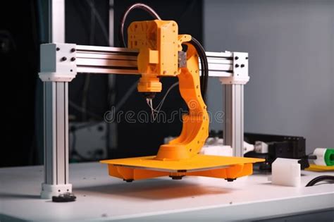 3d Printer With Robotic Arm Moving In Precise Movements To 3d Print Object Stock Illustration