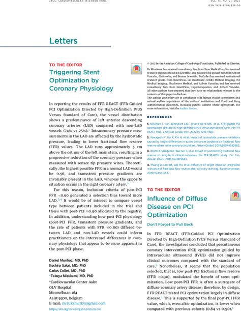 Influence Of Diffuse Disease On Pci Optimization Dont Forget To Pull Back Jacc