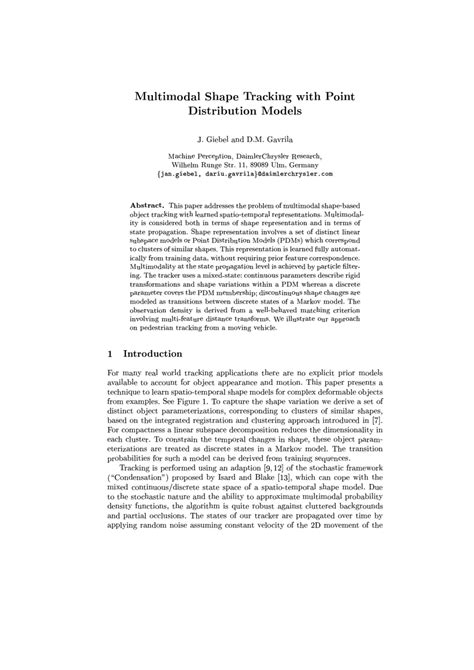 Pdf Shape Based Pedestrian Detection And Tracking