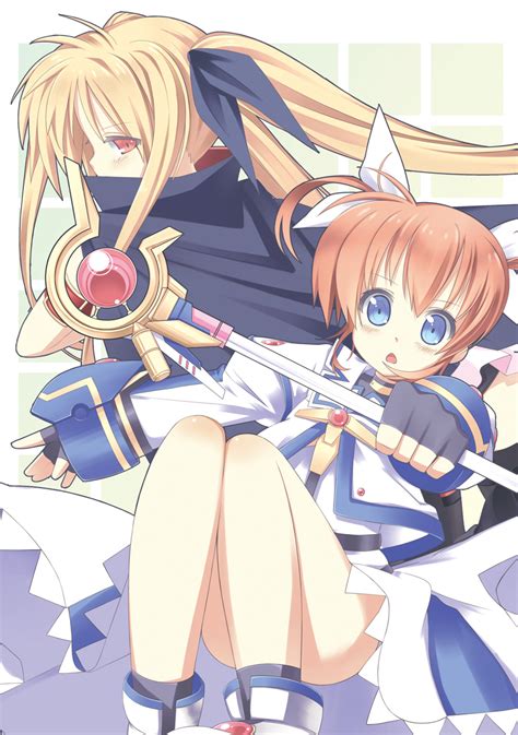 Fate Testarossa Takamachi Nanoha And Raising Heart Lyrical Nanoha And 1 More Drawn By Chonbo