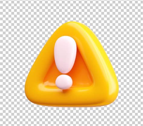 Желтый 3d икона предупреждения с изолированным восклицательным знаком Бесплатный Psd