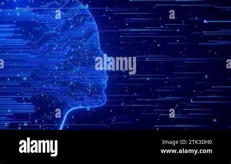 Future Ai Tech Machine Learning Face Circuit Board Binary Data Flow Background Cyber Mind