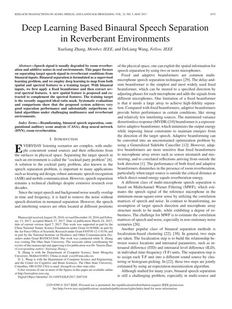 pdf deep learning based binaural speech separation in reverberant