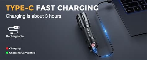 Bucasa Rechargeable Flashlights High Lumens 3 Pack