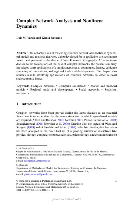 Pdf Complex Network Analysis And Nonlinear Dynamics
