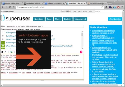 Windows 81 Hide Win 81 Tip About Switch Between Apps Super User