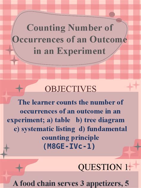 Counting Number Of Occurrences Of An Outcome In An Experiment Pdf