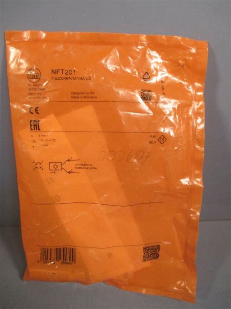 Ifm Nft201 Efector100 4mm Range Inductive Sensor Ifb2004bn M V4a Nib
