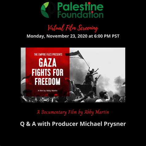 November 23 Virtual Film Screening Gaza Fights For Freedom