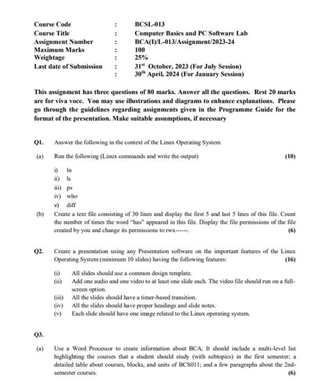 Bcsl 013 Computer Basics And Pc Software Lab Solved Assignment 2023 24