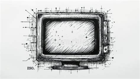 Retro Crt Monitor Sketch Stock Illustration Illustration Of Detailed 373892414